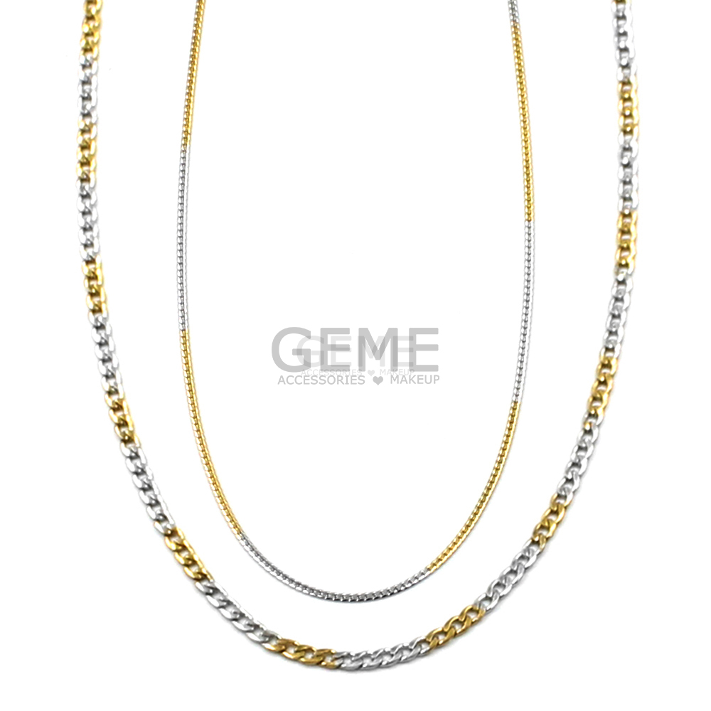 ΑΤΣΑΛΙΝΟ ΚΟΛΙΕ SNAKE GOLD/SILVER UNISEX 2mm – GEME