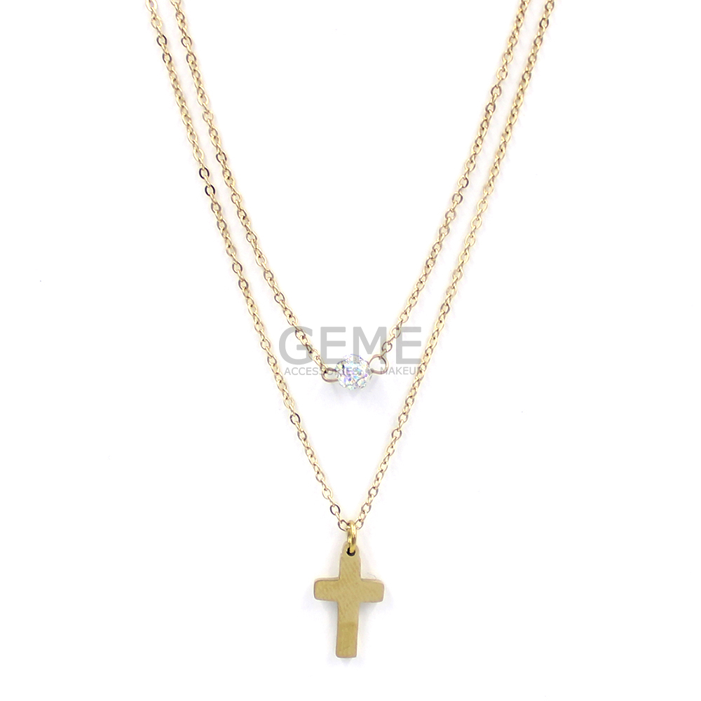 ΑΤΣΑΛΙΝΟ ΚΟΛΙΕ ΔΙΠΛΟ ΣΤΑΥΡΟΣ ΜΕ ΣΤΡΑΣ (GOLD) – GEME